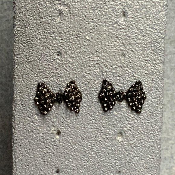 Jewelry | Stud Pierced Earrings Black Bow Bowtie Texture Acrylic Goth ...